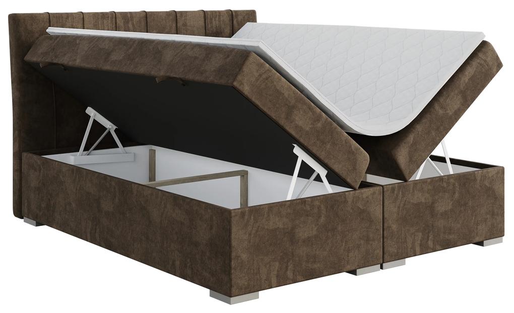 Kontinentální postel 140 cm Driny (karamelová) (s matrací a úl. prostorem). 1043358