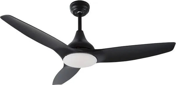 NV 5267302 Stropní ventilátor se světlem SAMOA tělo z oceli matná černá a sklo 3ABS černé listy LED 18W 3000K - NOVA LUCE