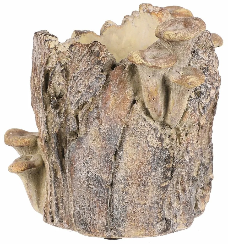 Obal betonový - pařez s houbami, 19 x 17 x 16 cm, 19 cm