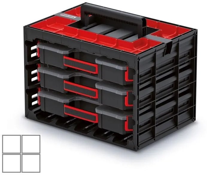 Sada organizérů 3 ks TAMON II 41,5 x 29 x 29 cm černo-červená