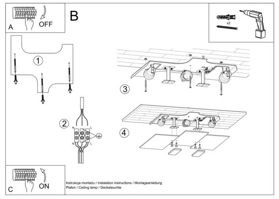 Sollux SL.0198 - Stropní svítidlo FABIANO 3xE27/60W/230V bílá/chrom