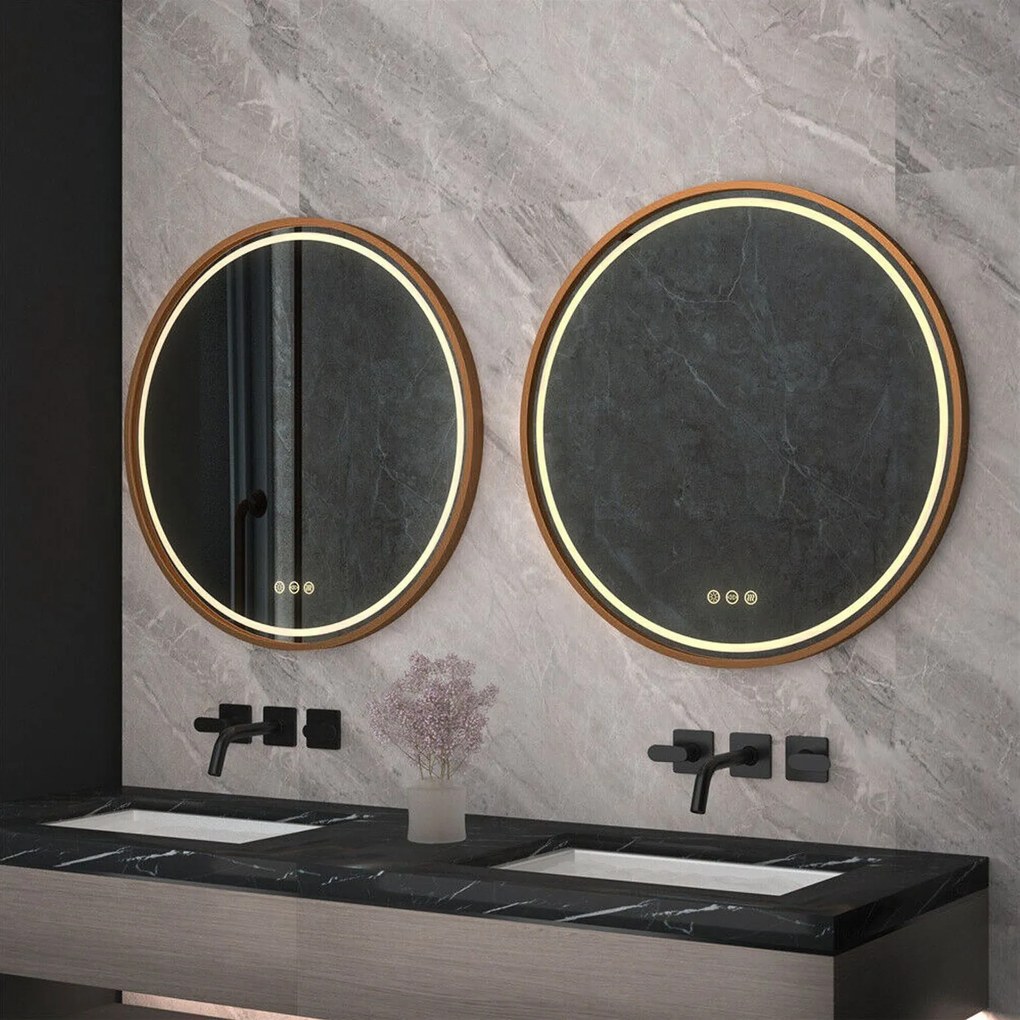 Tutumi Zrcadlo ⌀80 cm s vyhříváním a regulovatelným LED osvětlením HOM-05493