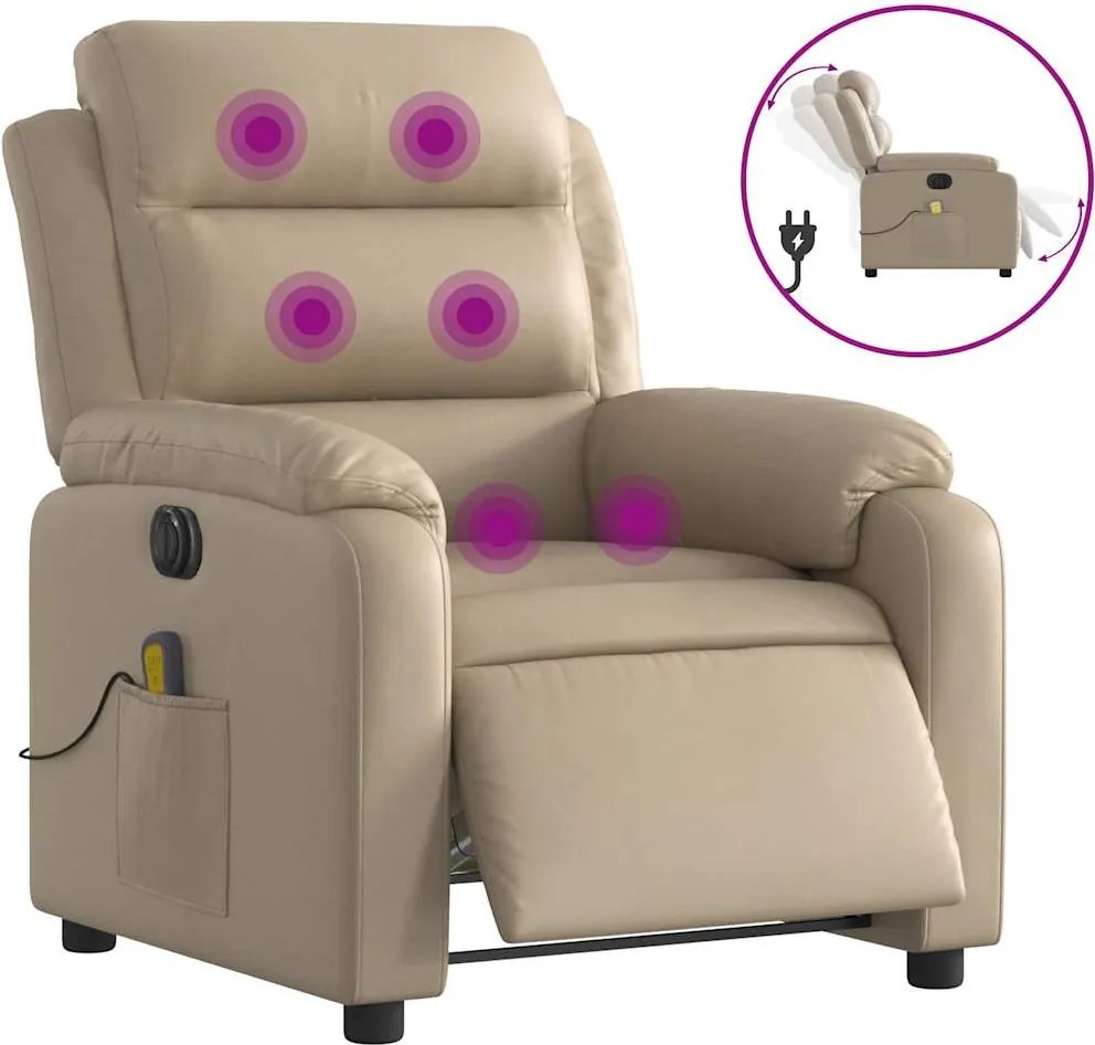 Elektrické masážní polohovací křeslo cappuccino umělá kůže 3205041