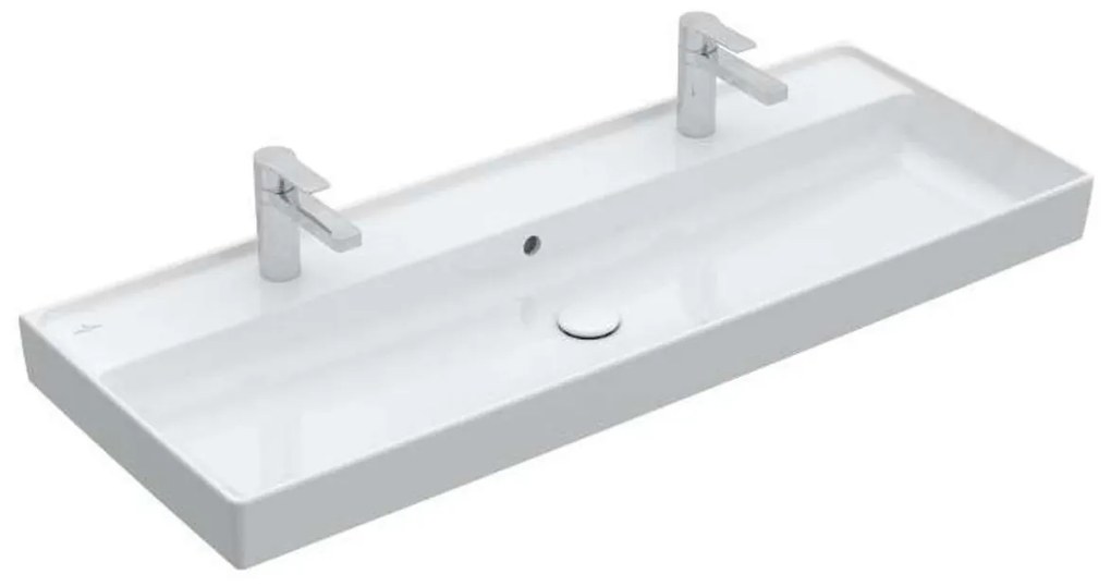 Villeroy & Boch Collaro - Umyvadlo nábytkové 120x47 cm, s přepadem, 2 otvory pro baterii, CeramicPlus, alpská bílá 4A33C4R1