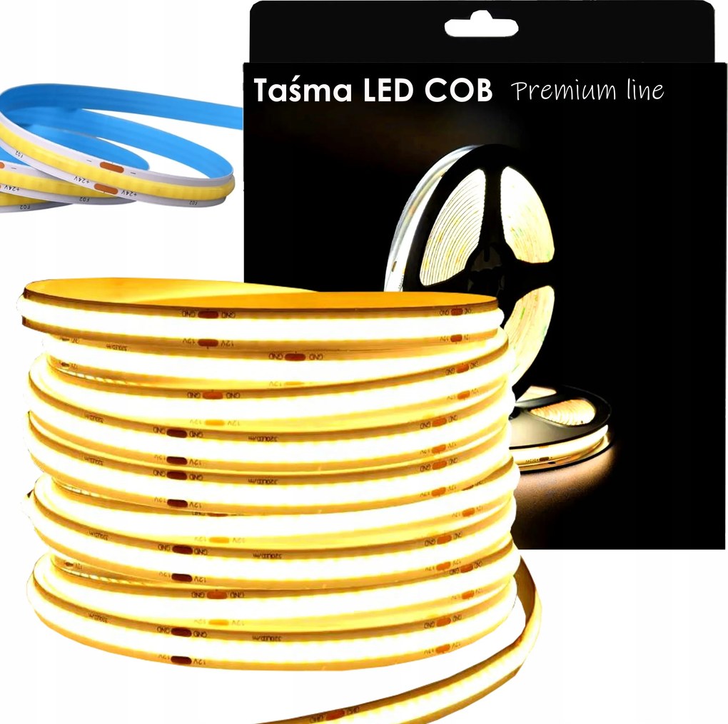 Led pásek Cob Premium 5 m 320 LED/m 3000K Bílý Teplý 770lm Extra Silná