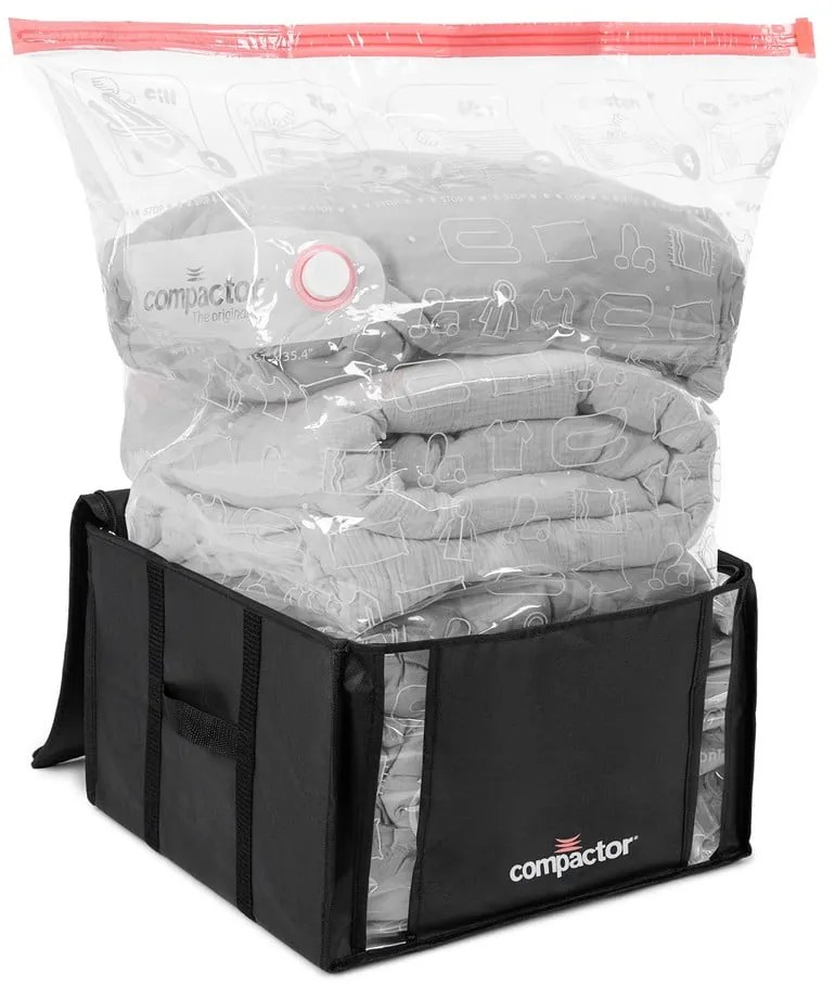 Černý úložný box na oblečení Compactor XXL Black Edition 3D Medium, 125 l