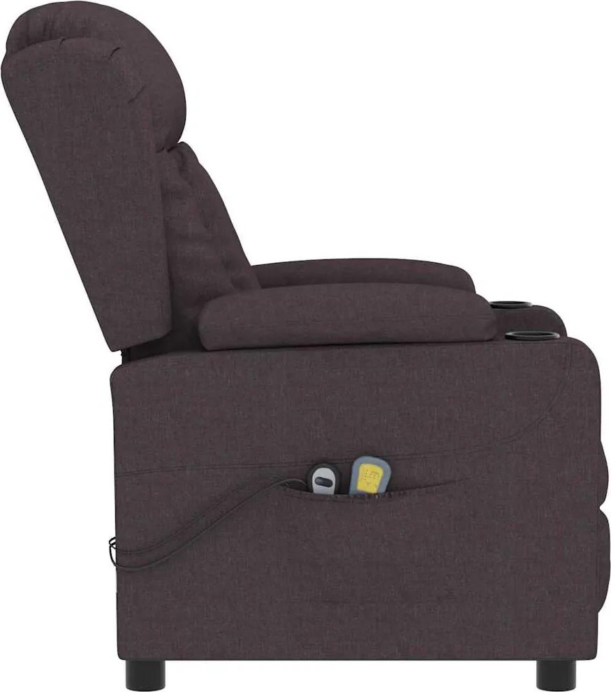 Elektrické masážní křeslo tmavě hnědé textil 3098794