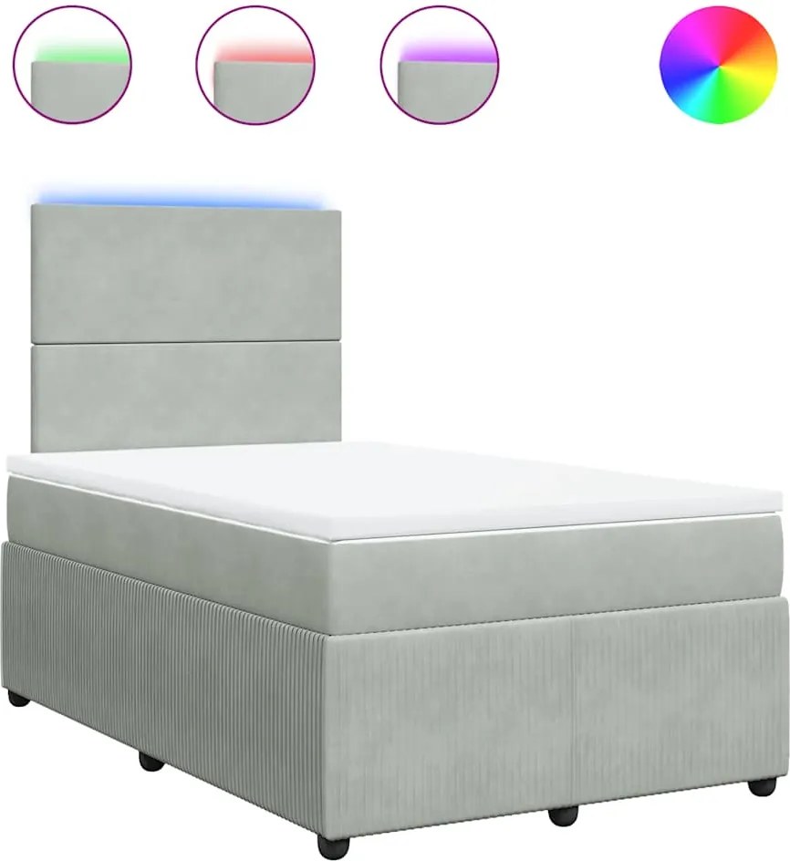 Box spring postel s matrací světle šedá 120x190 cm samet 3294580