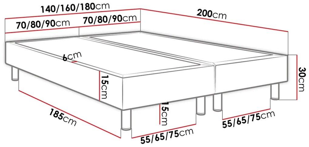 Manželská čalouněná postel 140x200 NECHLIN 5 - růžová