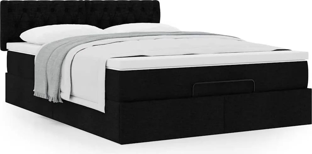 Osmanský postel s matrací černá 140x190 cm textil 3311541