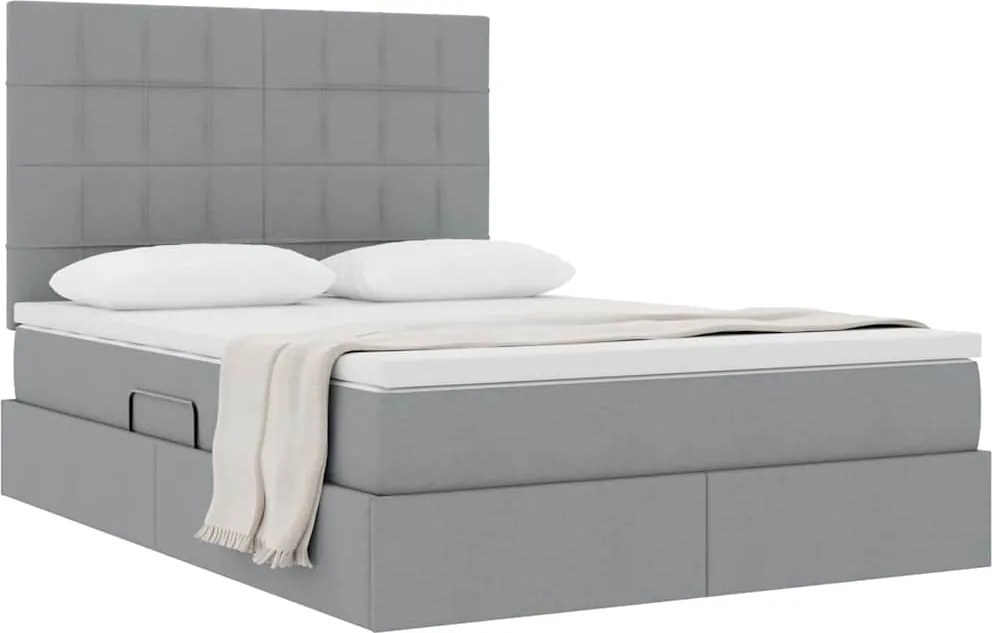 Postel s úložným prostorem a matrací Světle šedá 140 x 190 cm 3371778