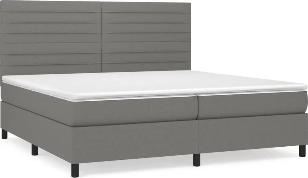 Box spring postel s matrací tmavě šedá 200x200 cm textil 3141882
