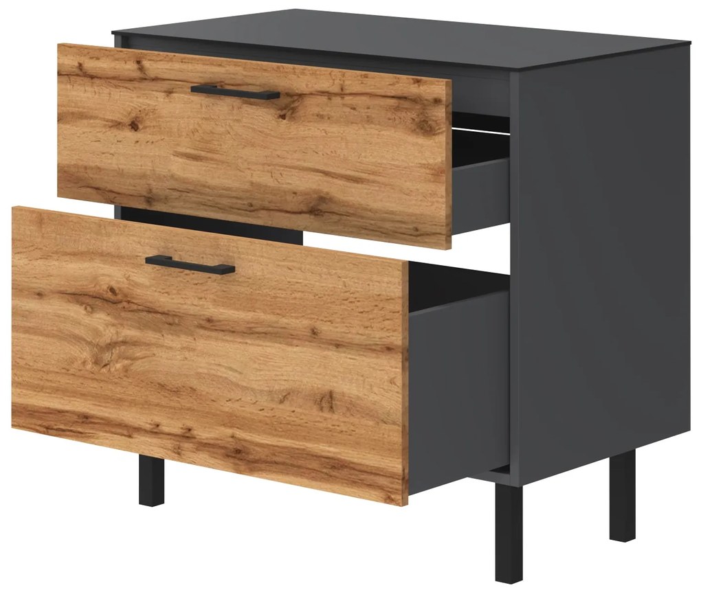Lavedo Afina Grey/Wotan Oak 80 koupelnová skříňka s přípravou pro libovolné umyvadlo