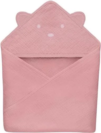 Dětská osuška lionelo muslin hooded towel pink baby
