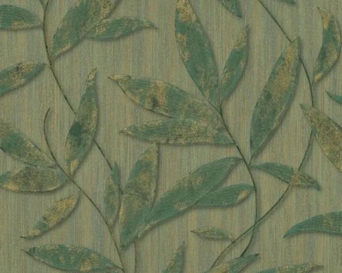 32880-1 tapety na zeď Siena | 0,53 x 10,05 m | zelená, metalická