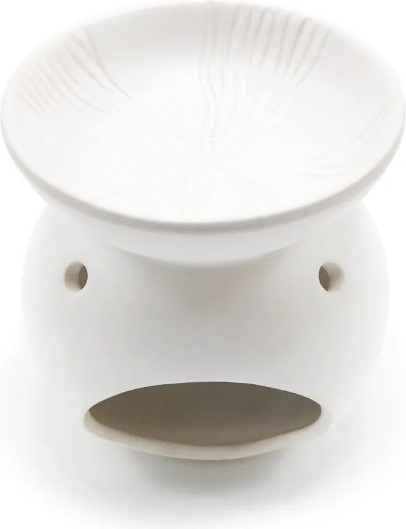 Bílá keramická aromalampa na esenciální oleje – minimalistický design, motiv kruhů