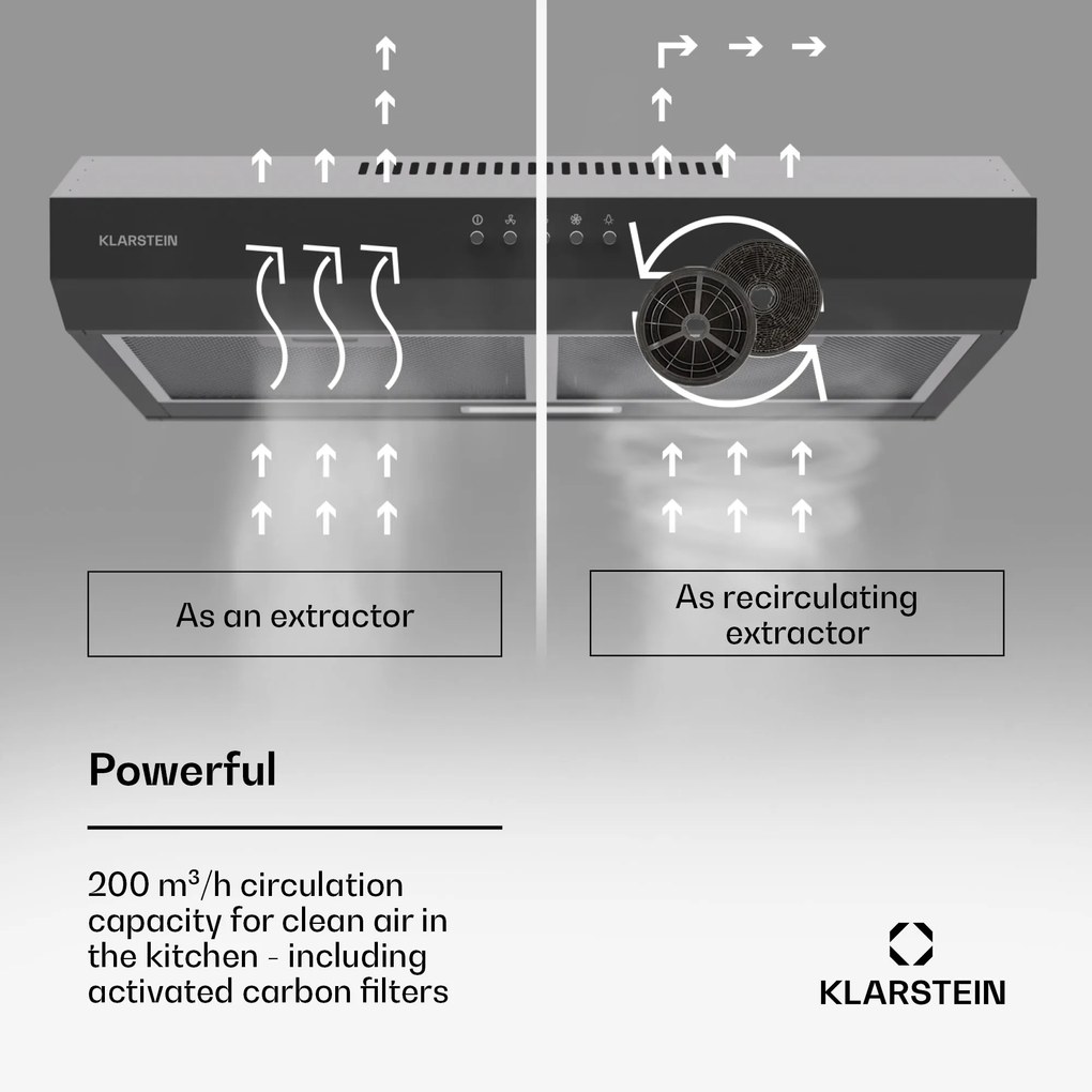 Contempo 60, digestoř, 60 cm, podskříňková, 200 m³/h, LED, akryl, nerezavějící ocel