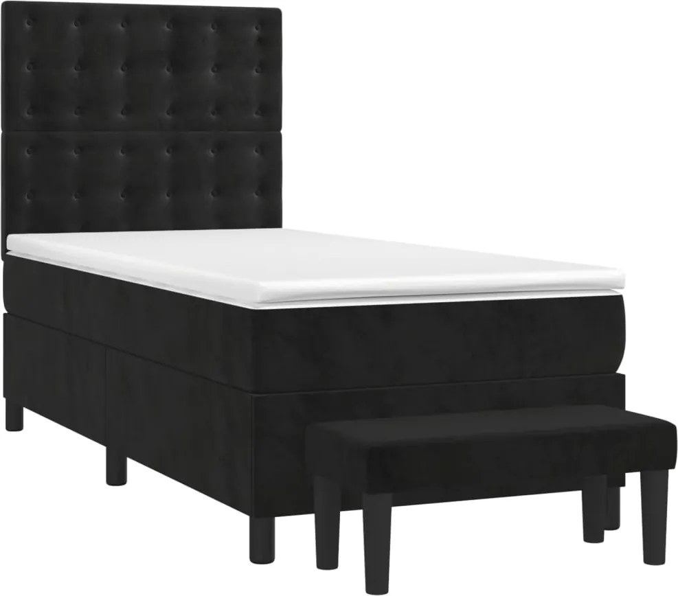 Box spring postel s matrací černá 80 x 200 cm samet 3138051