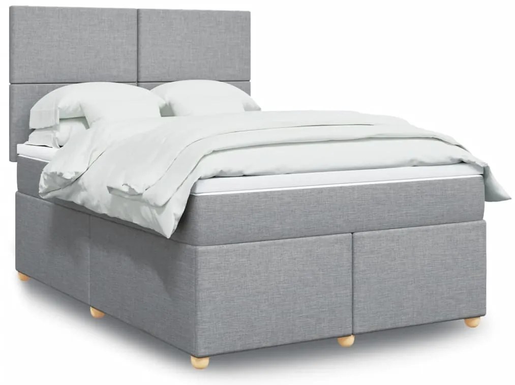Box spring postel s matrací světle šedá 160 x 200 cm textil 3293624