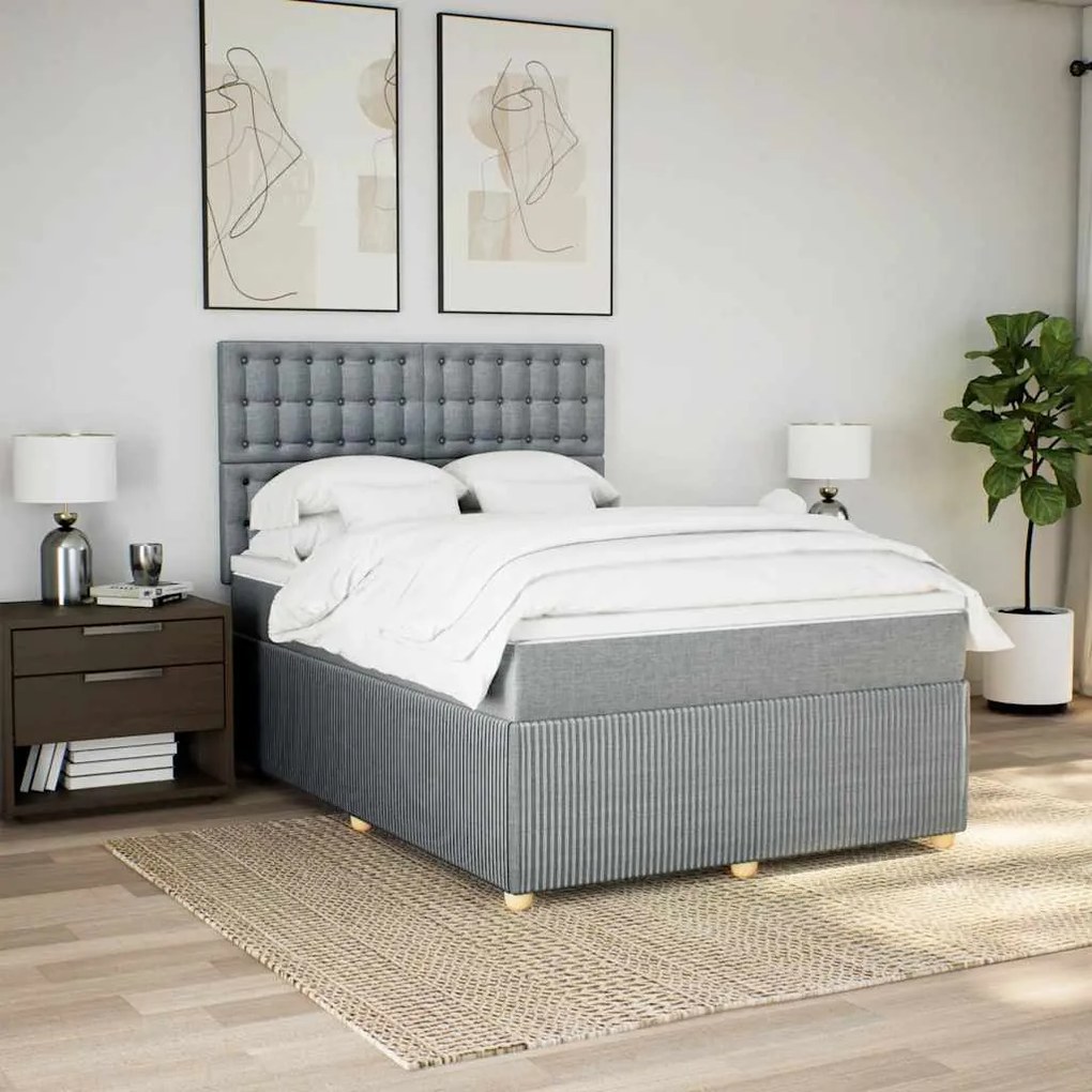 Box spring postel s matrací světle šedá 140 x 190 cm textil 3294365