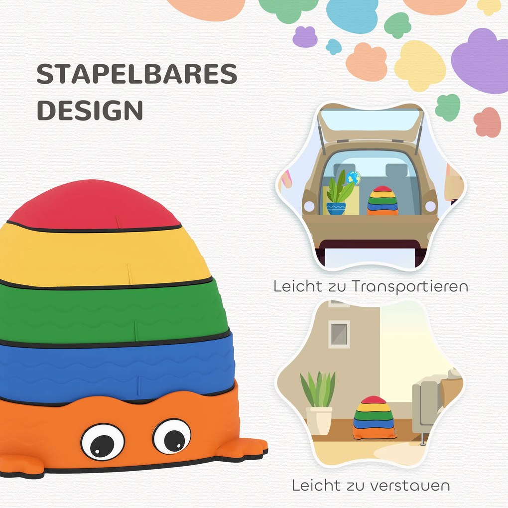 AIYAPLAY sada 5 balančních stupínků, stohovatelné, tvar žáby, plastové, barevné