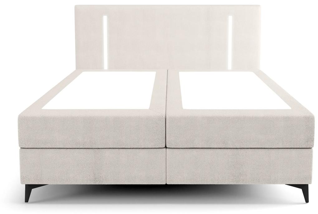 Manželská postel 160 cm Ortega Bonell (světle šedá) (s roštem, s úl. prostorem) (s LED osvětlením). 1082624