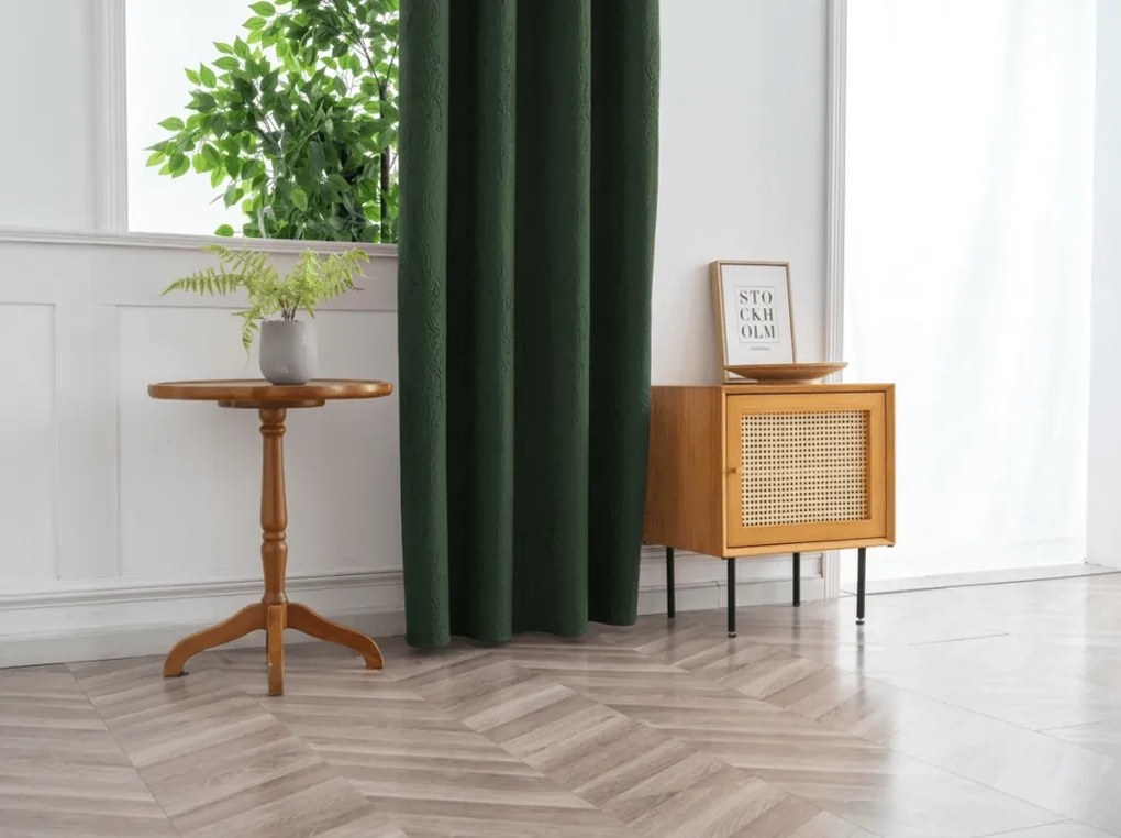 Zatemňovací závěs DUNES VELVET 140x250 cm, tmavě zelený Zavěšení: Řasící páska