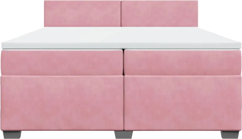 Box spring postel s matrací růžová 200x200 cm samet 3286401
