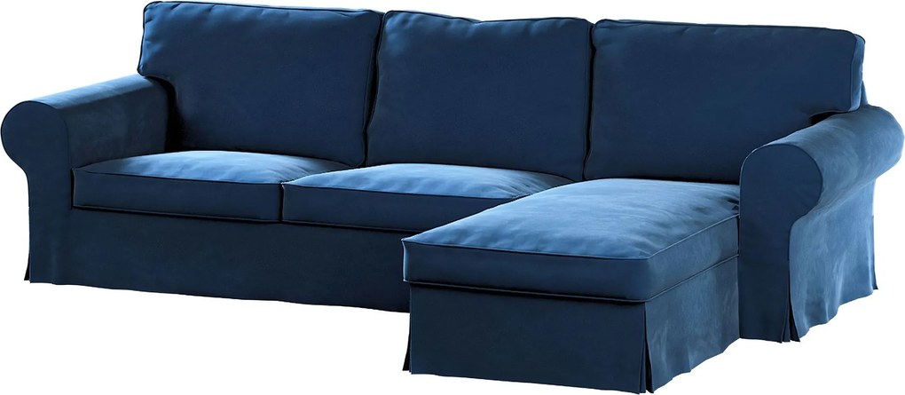 Potah na pohovku IKEA Ektorp 2-místná s lenoškou barva tmavě modrá látka lesklé, sametová