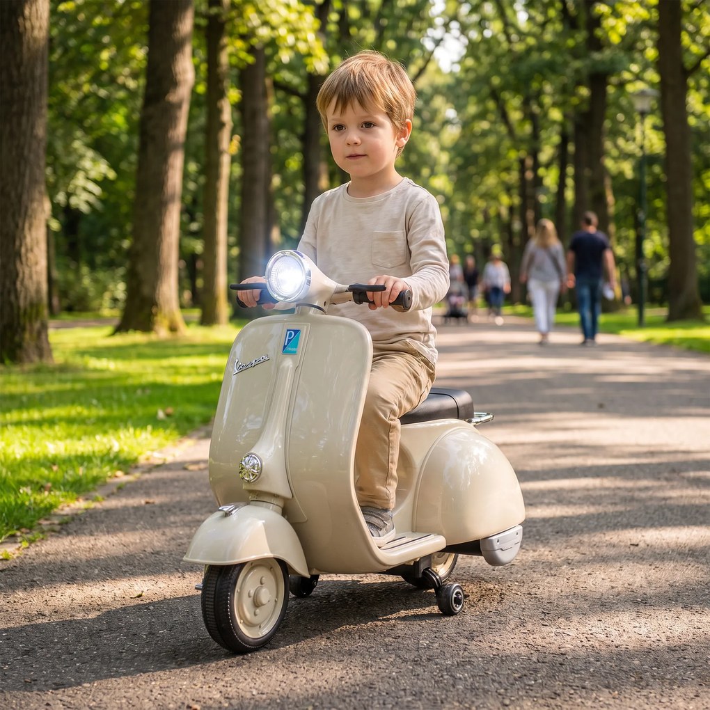 AIYAPLAY Elektrická motorka pro děti 6 V, elektrická motorka s pomocnými kolečky, lithiovou baterií, měkkým startem, hudbou, USB světlem a houkačkou …