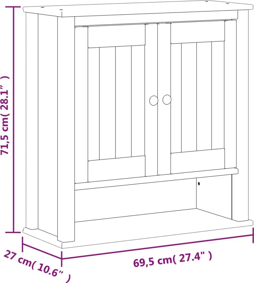 vidaXL Nástěnná koupelnová skříňka BERG 69,5x27x71,5 cm borovice [358550] Barva: Černá