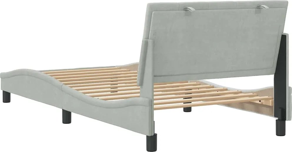 Rám postele bez matrace Hanko světle šedá 100 x 200 cm samet 3207831