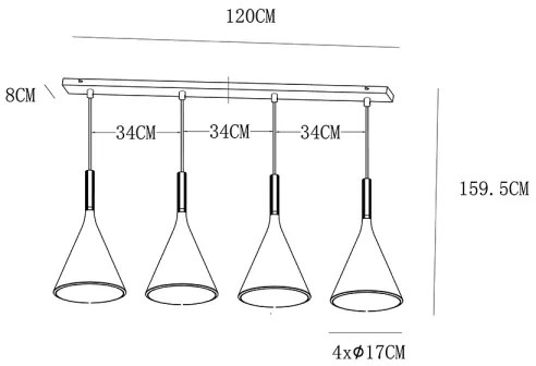 Lucide 35410/04/30 - Lustr na lanku GIPSY 4xE27/25W/230V