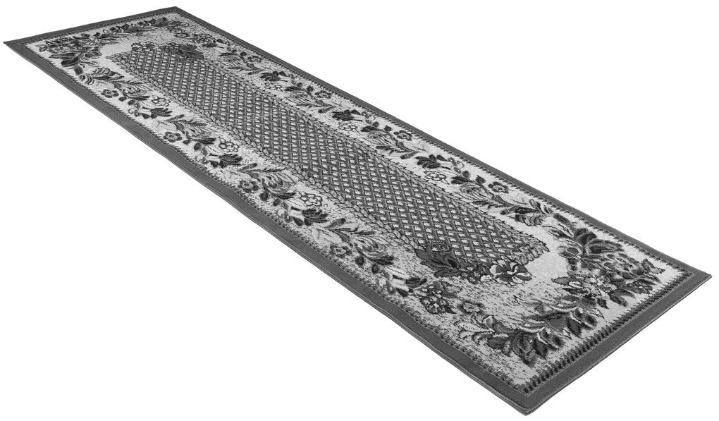 Chemex Moderní koberec Tap - mřížka a květiny 1 - šedý Rozměr koberce: 80x150 cm