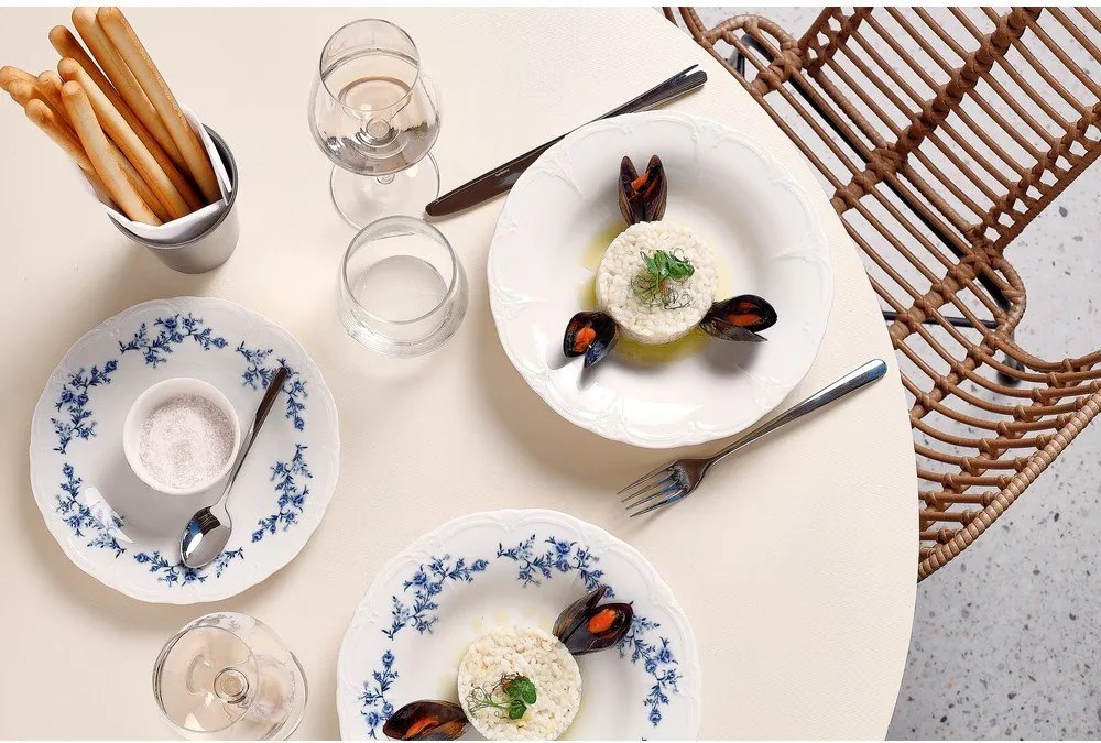 Bílý/modrý dezertní porcelánový talíř ø 16 cm Retro – BonBistro