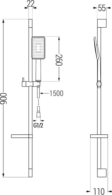 Mexen sprchový set DS54, černá/chrom, 785544583-17