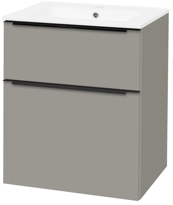 Mereo Mereo, Mailo, koupelnová skříňka s keramickým umyvadlem 61 cm, bílá, dub, antracit, CN570B
