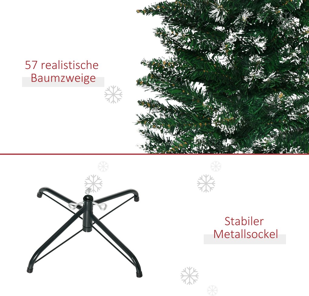 HOMCOM Vánoční stromek 190 cm, vysoce realistický, 570 větviček, nehořlavý, stabilní podstavec, zelená