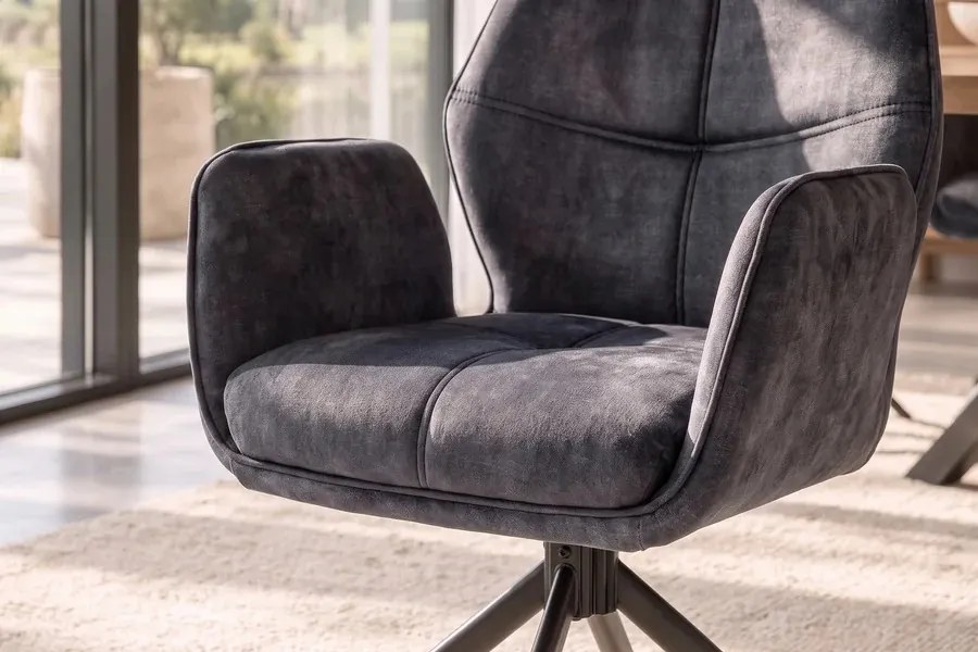 Designová otočná židle Kody tmavě šedý samet
