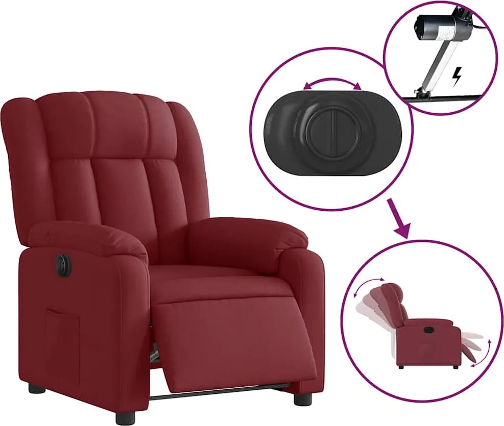 Elektrické polohovací křeslo vínové textil 3205295