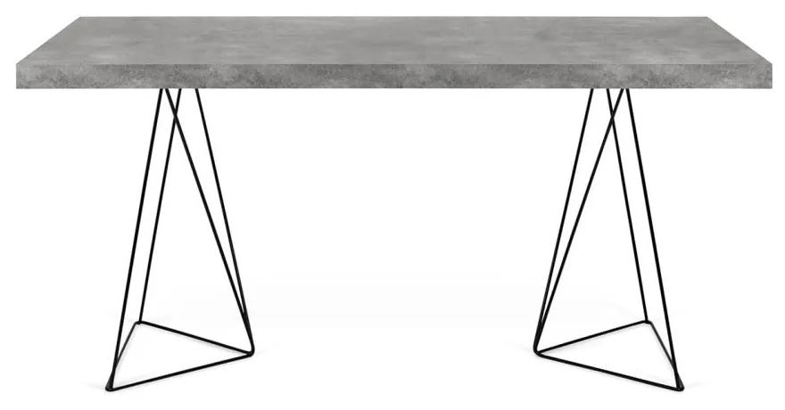 Pracovní stůl v dekoru betonu s černým podnožím TemaHome Multi, 160 x 90 cm