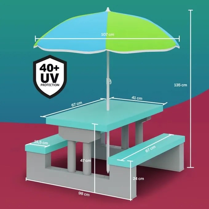 Spielwerk Dětské posezení se slunečníkem, modré 109537