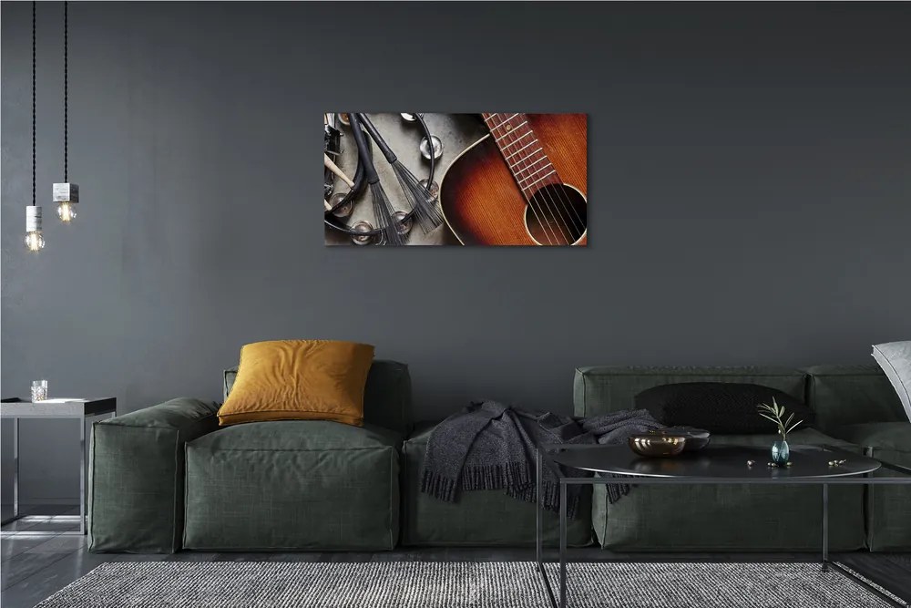 Obrazy na plátně Kytara Mikrofon tyčinky 120x60 cm