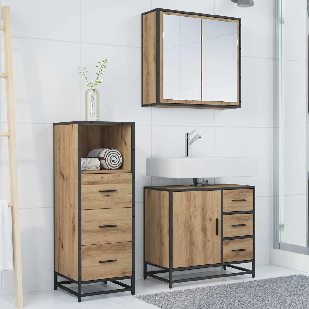 Sada koupelnového nábytku 3 ks Artisanový dub 3402424