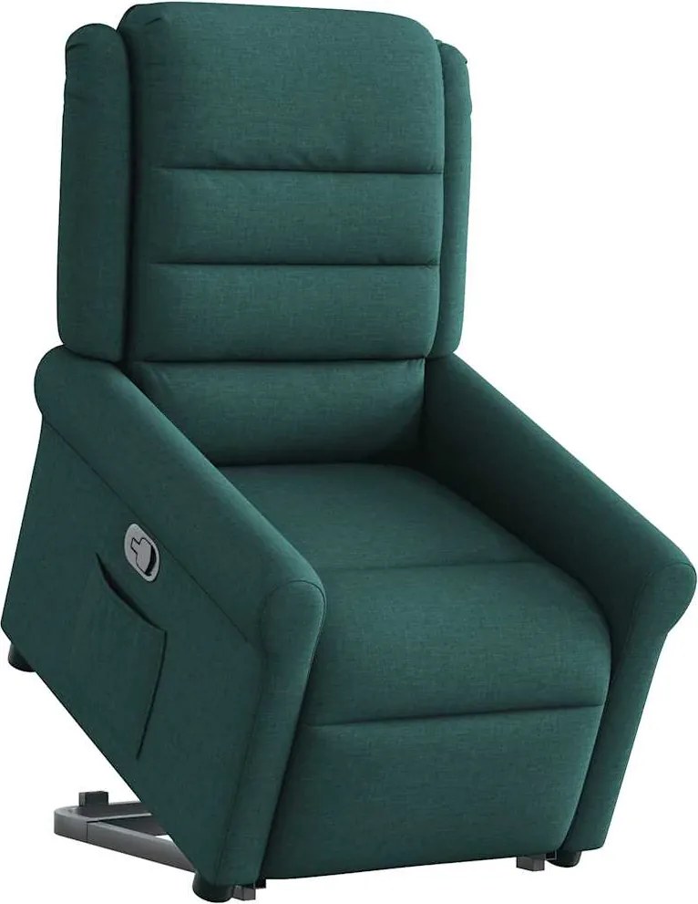 Zvedací polohovací křeslo tmavě zelené textil 3303320