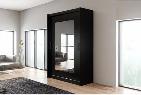 Kvalitní šatní skříň KOLA 12 černá šířka 150 cm Včetně LED osvětlení