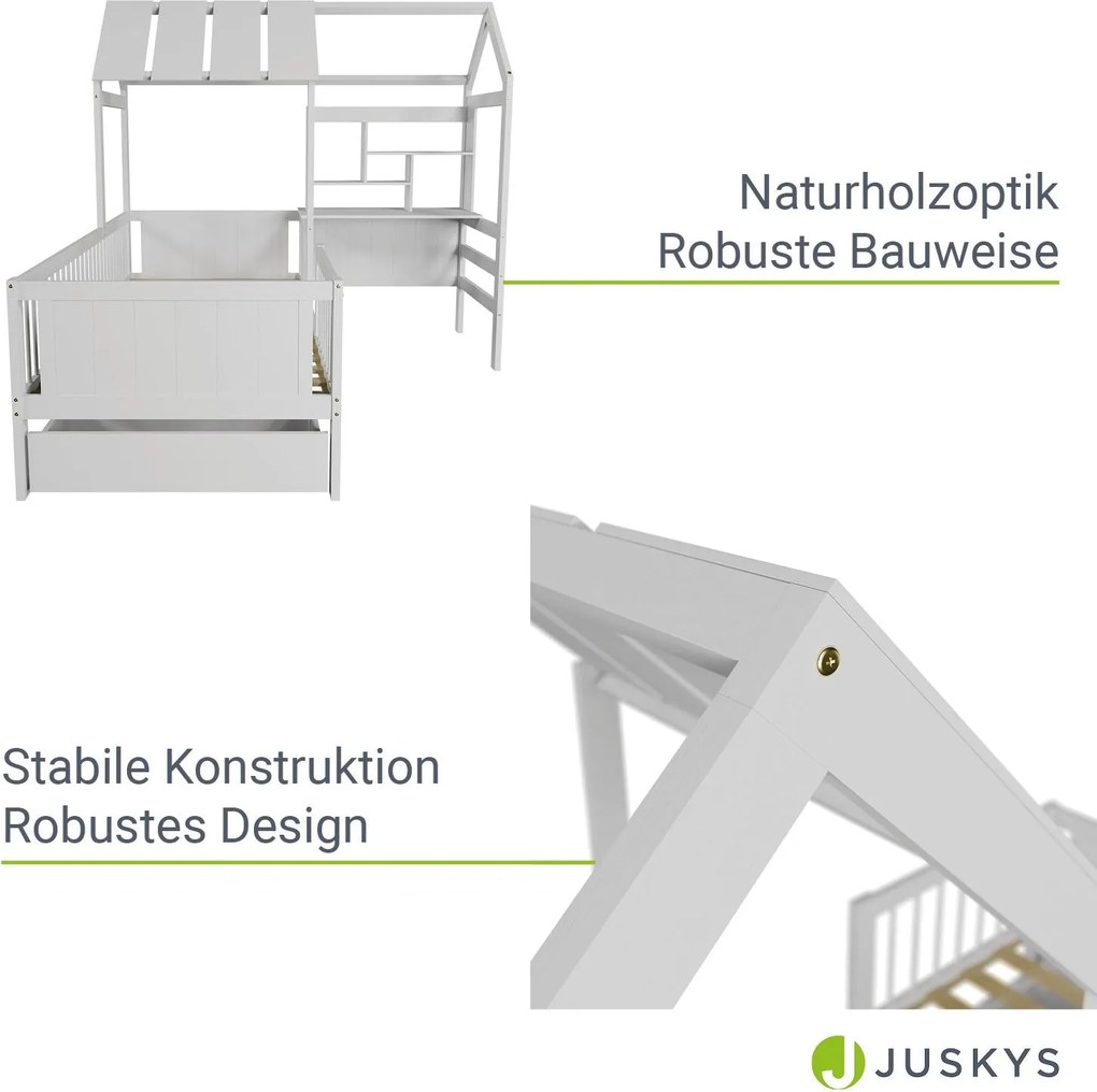 Juskys Dětská postel Yari 90 × 200 cm Barva: přírodní, Velikost: 90 × 200 cm