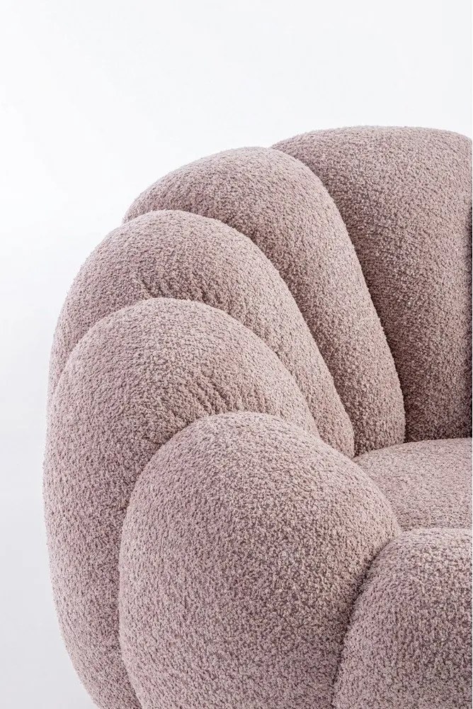 Růžové otočné křeslo z textilie bouclé Florel – Bizzotto
