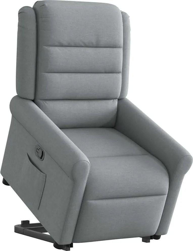 Zvedací polohovací křeslo světle šedé textil 3303314