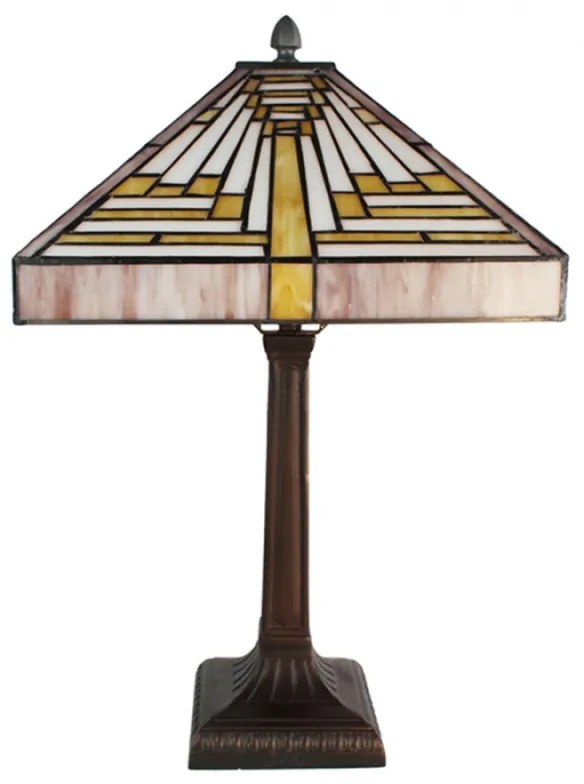 Pyramidová stolní lampa Tiffany – 31x31x48 cm